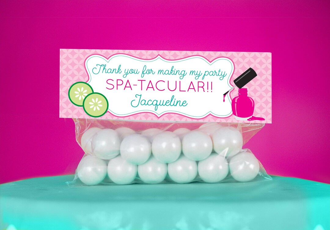 Editable Spa Birthday Favor Bag, Spa Favor Bag Topper, Printable Spa ...