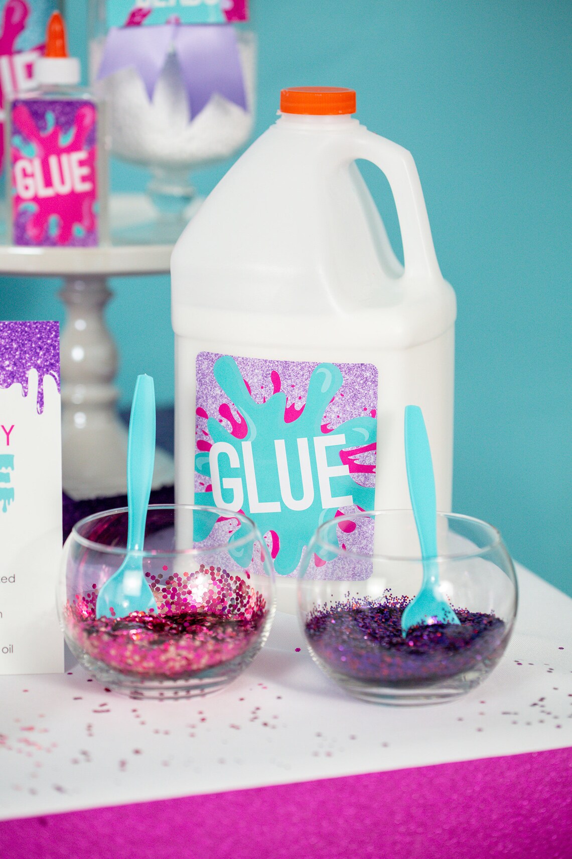 Slime Party Glue Labels - Printable Glue Bottle Labels of Slime Party ...