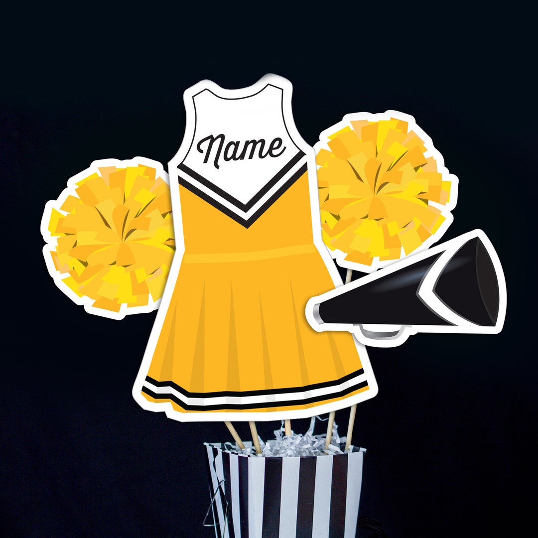 Cheerleading Centerpieces in Yellow Black Printable Cheer Centerpieces ...