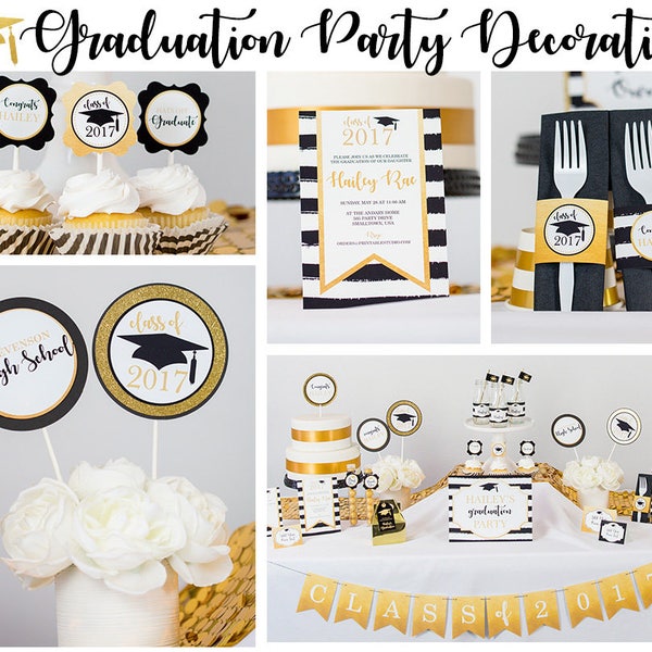 Black and Gold Graduation Party Decorations - Etsy