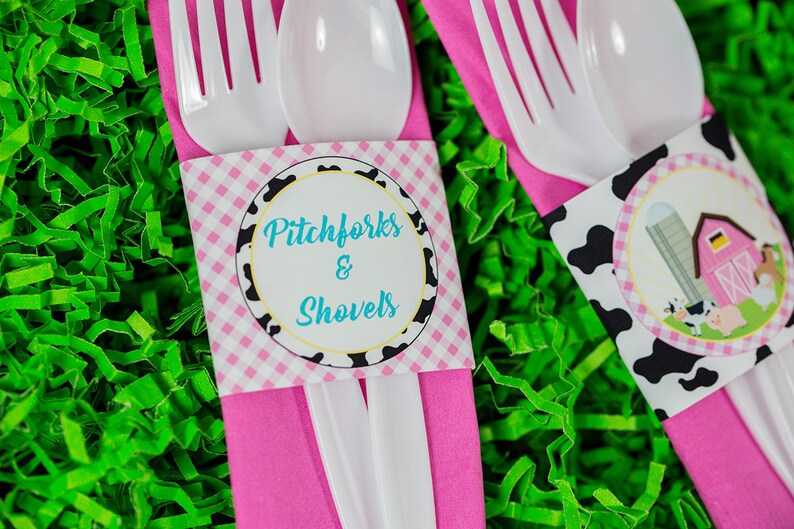 Farm Party Napkin Ring Printable Silverware Wrapper for Farm - Etsy