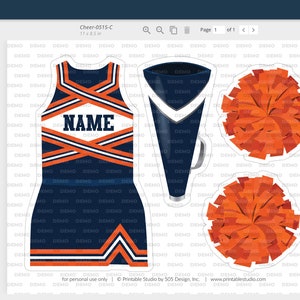 Cheerleading Centerpieces in Navy Orange Printable Cheer Centerpieces ...