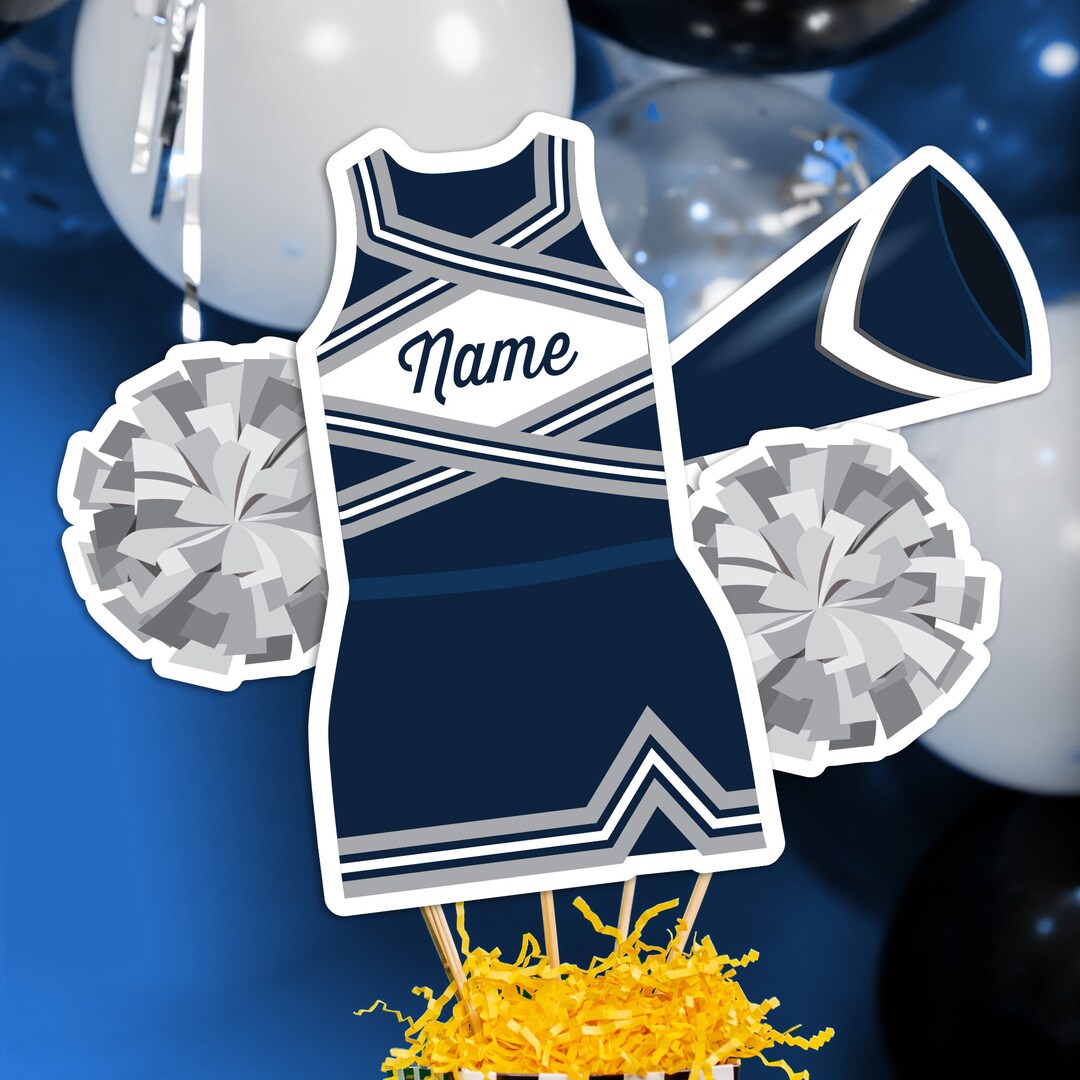 Cheerleading Centerpieces in Navy Silver Printable Cheer Centerpieces ...