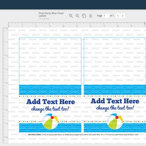 Pool Party Food Labels INSTANT DOWNLOAD - Pool Party Birthday Party ...