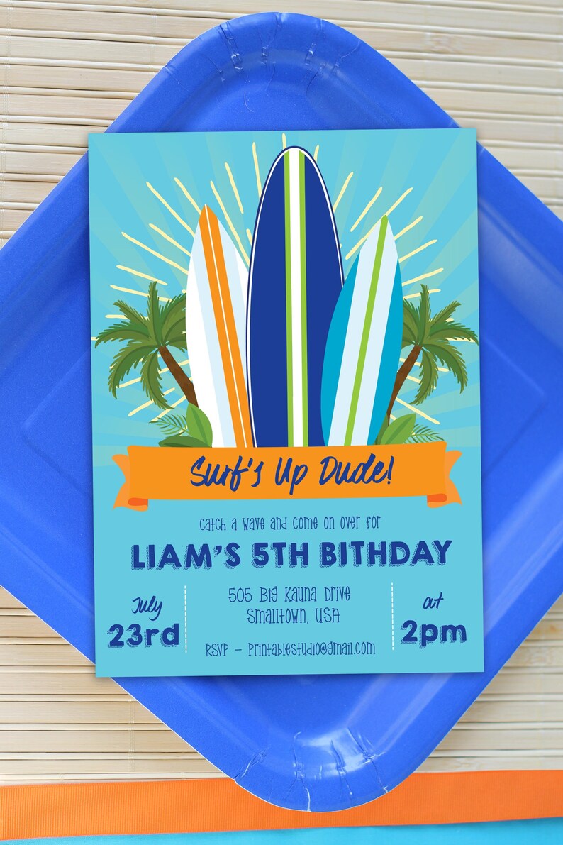 Surfing Invitation - Surf's up Invitation - Instant Download - Surfer ...