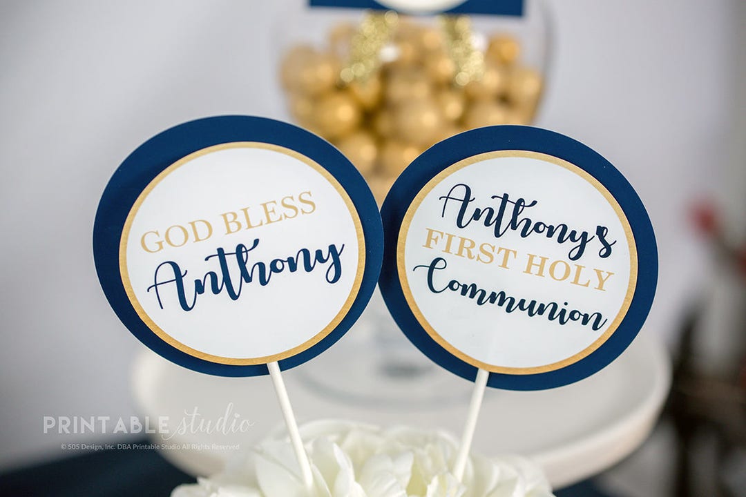 Communion Centerpieces, First Communion Table Decorations in Navy and ...