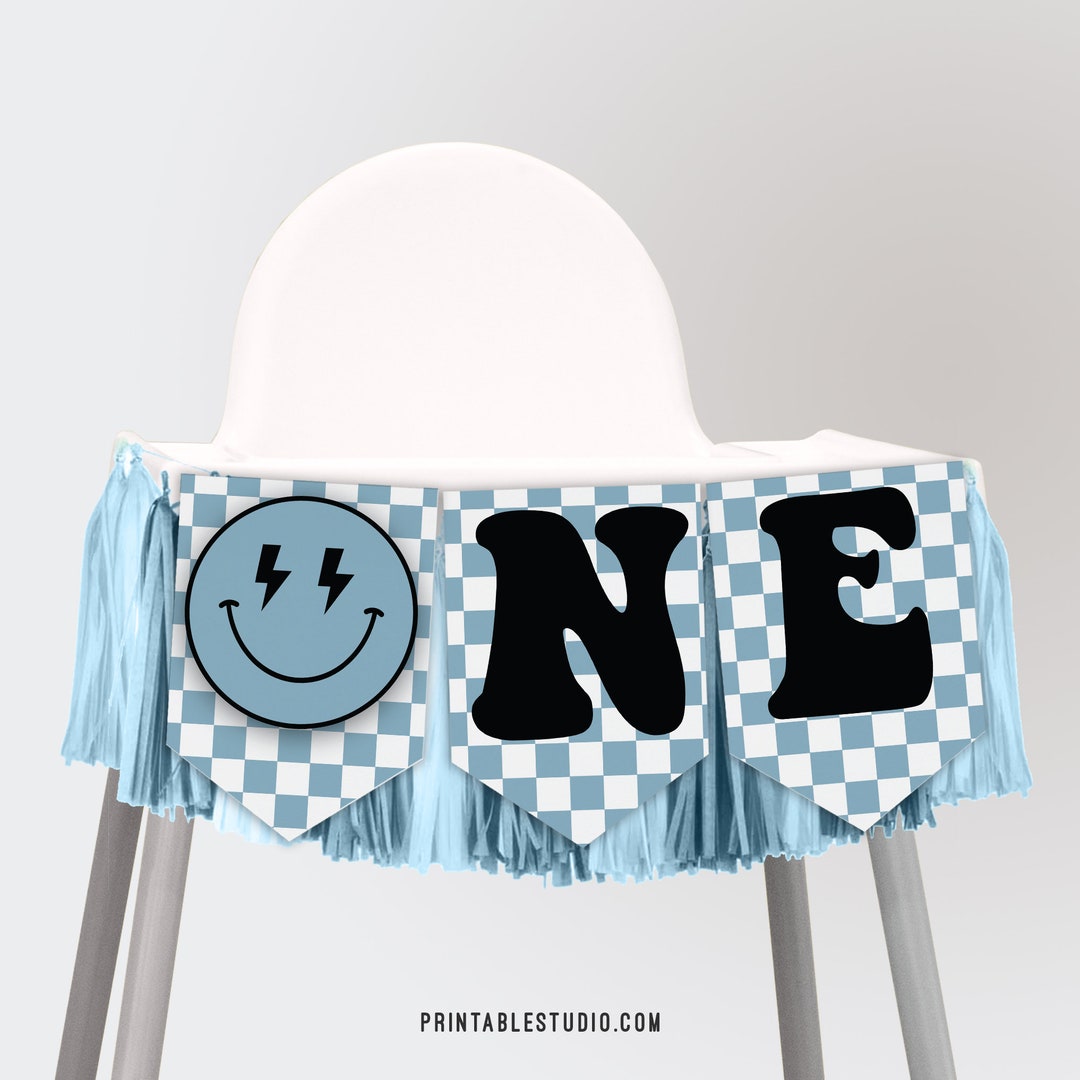 ONE Happy Dude Banner in Blue Printable Blue Happy Dude ONE Banner One ...