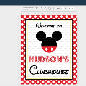 Mickey Mouse Party Welcome Sign, Instant Download Mickey Mouse Party ...
