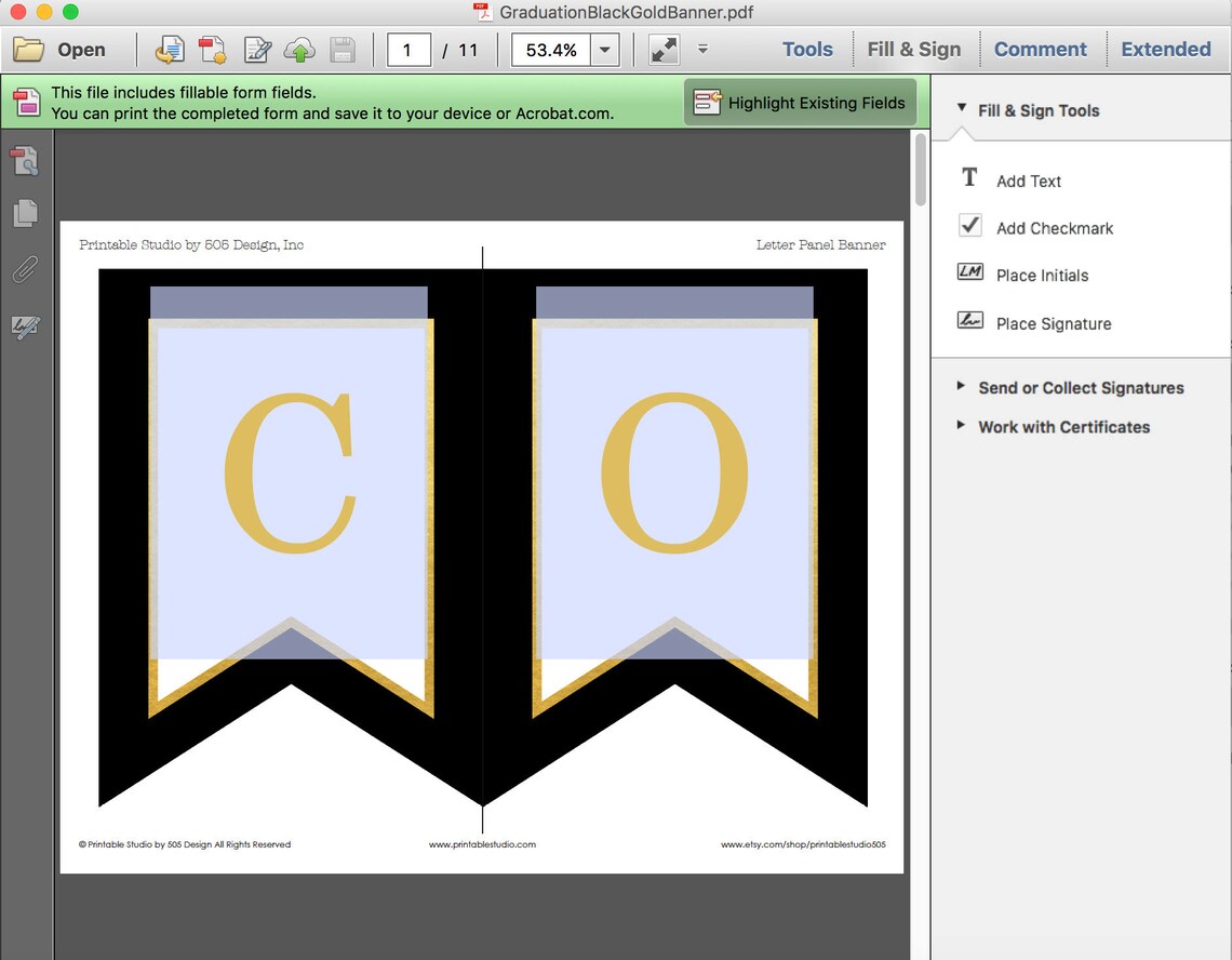 Graduation Banner in Black Gold Instant Download Graduation - Etsy