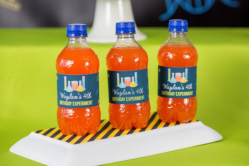 Science Party Drink Labels, Science Party Water Label, H2O Water Labels ...