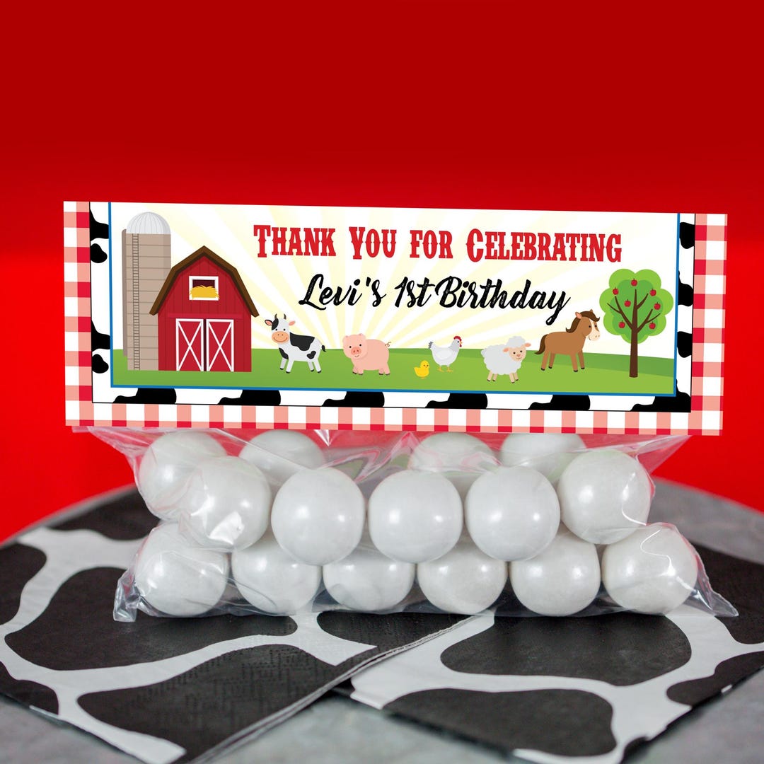 Farm Favor Bag Topper - Printable Farm Party Goodie Bag - Barnyard ...