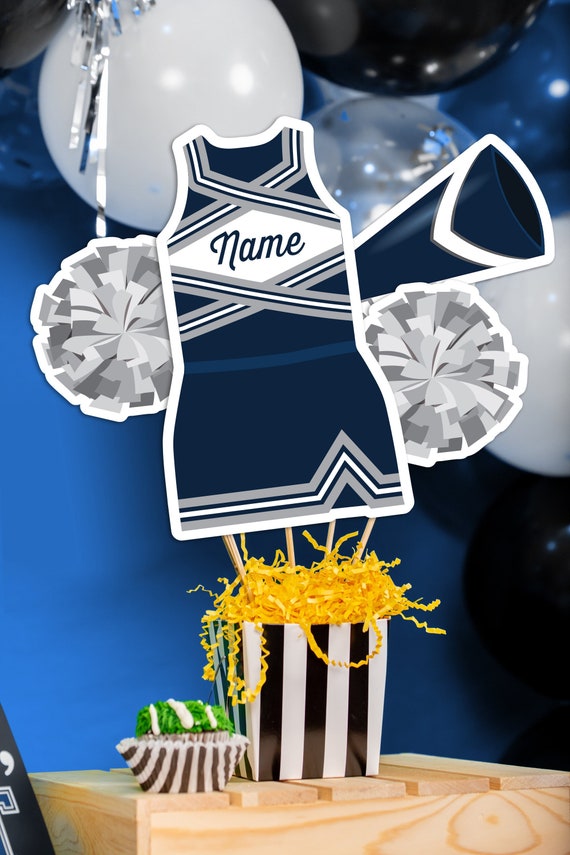Cheerleading Centerpieces in Navy Silver Printable Cheer Centerpieces ...