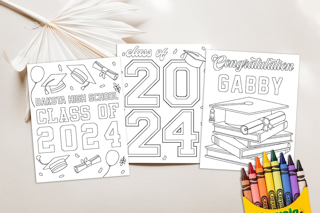 Buy Editable Graduation Coloring Pages, Graduation Party Coloring Pages ...