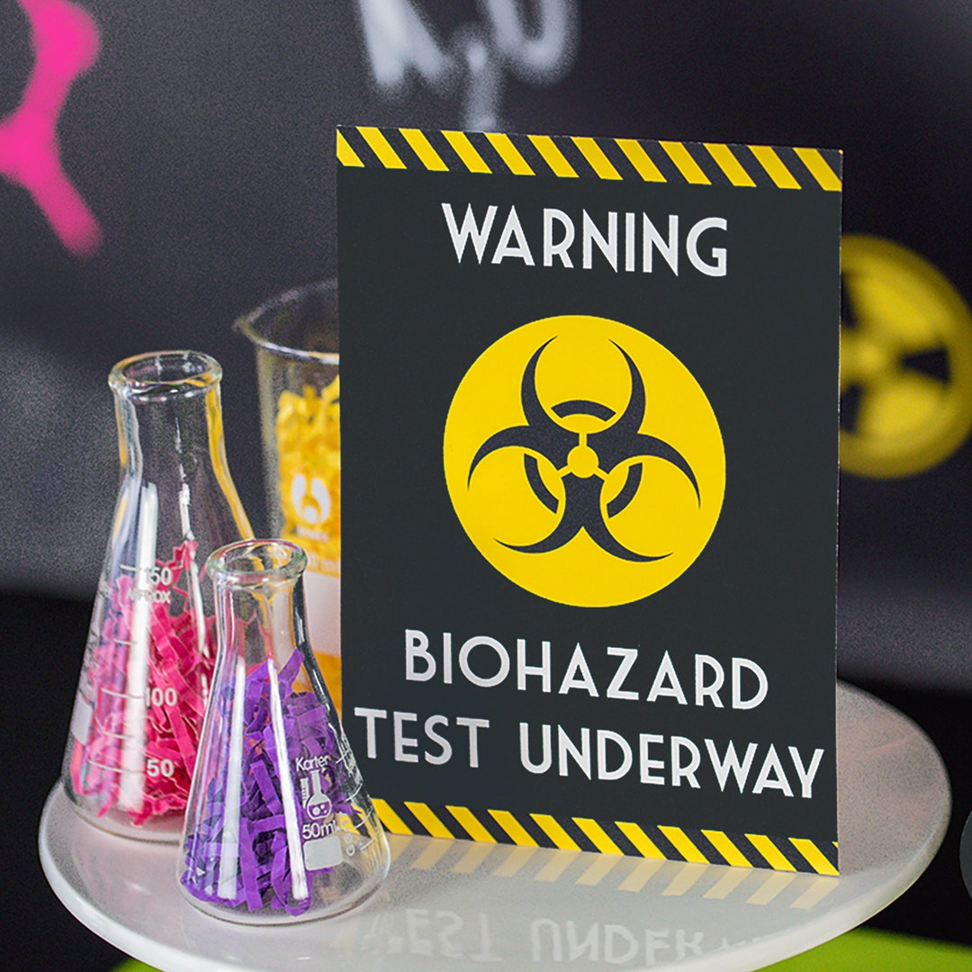 Warning Biohazard Sign Printable, Science Party Sign, Girls Science ...