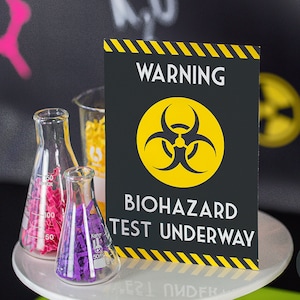 Warning Biohazard Sign Printable, Science Party Sign, Girls Science ...