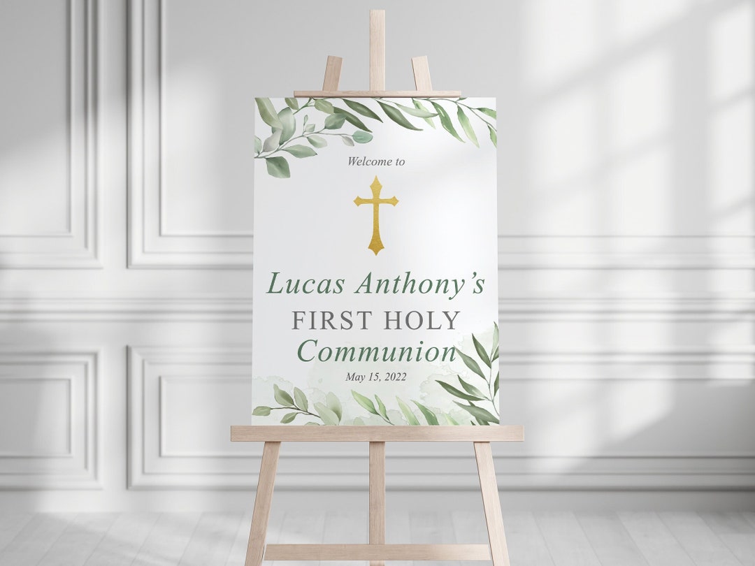 First Communion Welcome Sign for Boys, Communion Large Sign Boys ...