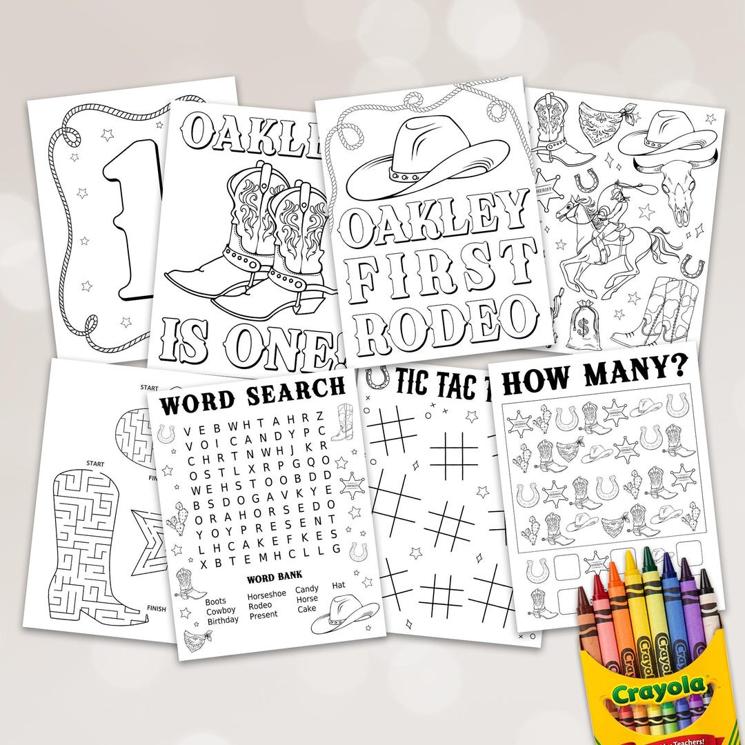Cowboy Coloring & Activity Pages: Printable First Rodeo Birthday ...