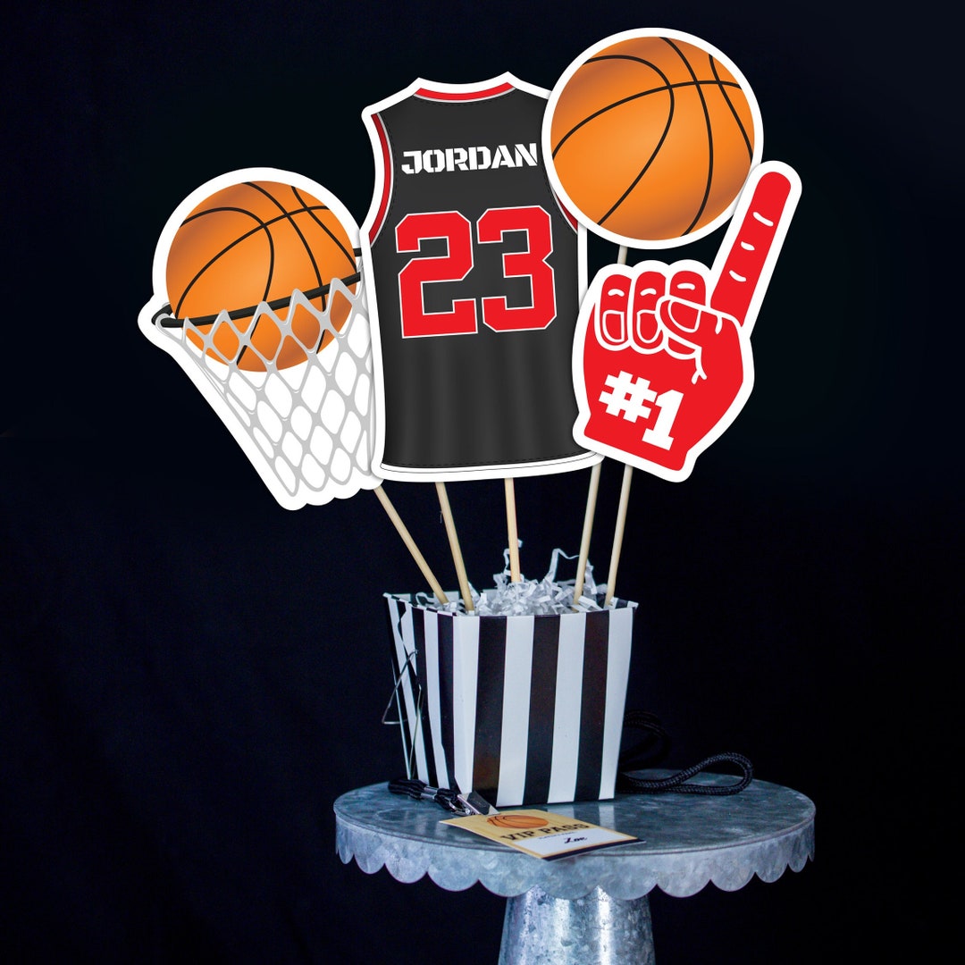 Basketball Centerpieces in Red Printable Basketball Birthday - Etsy