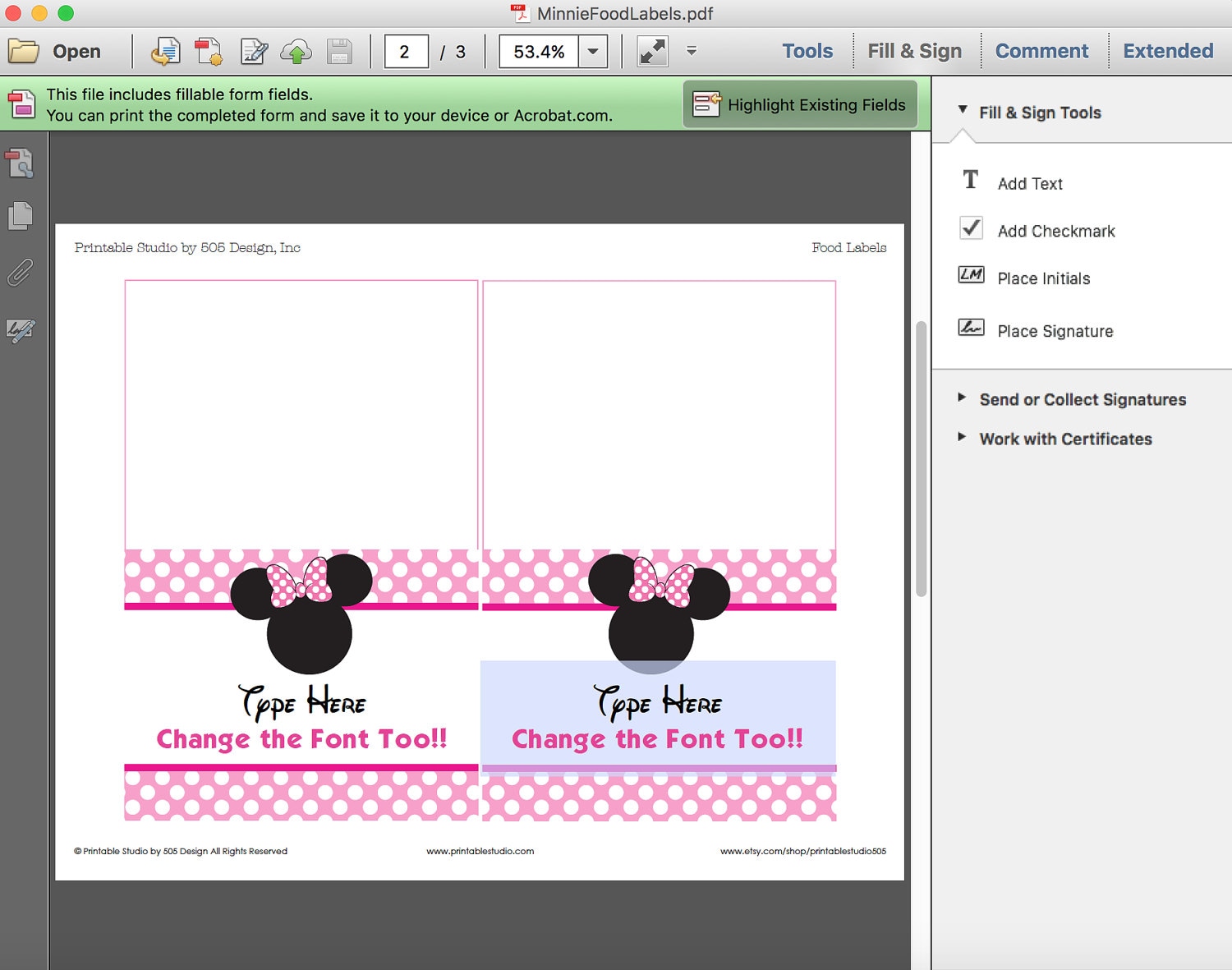 Minnie Mouse Food Labels INSTANT DOWNLOAD Minnie Mouse Party - Etsy