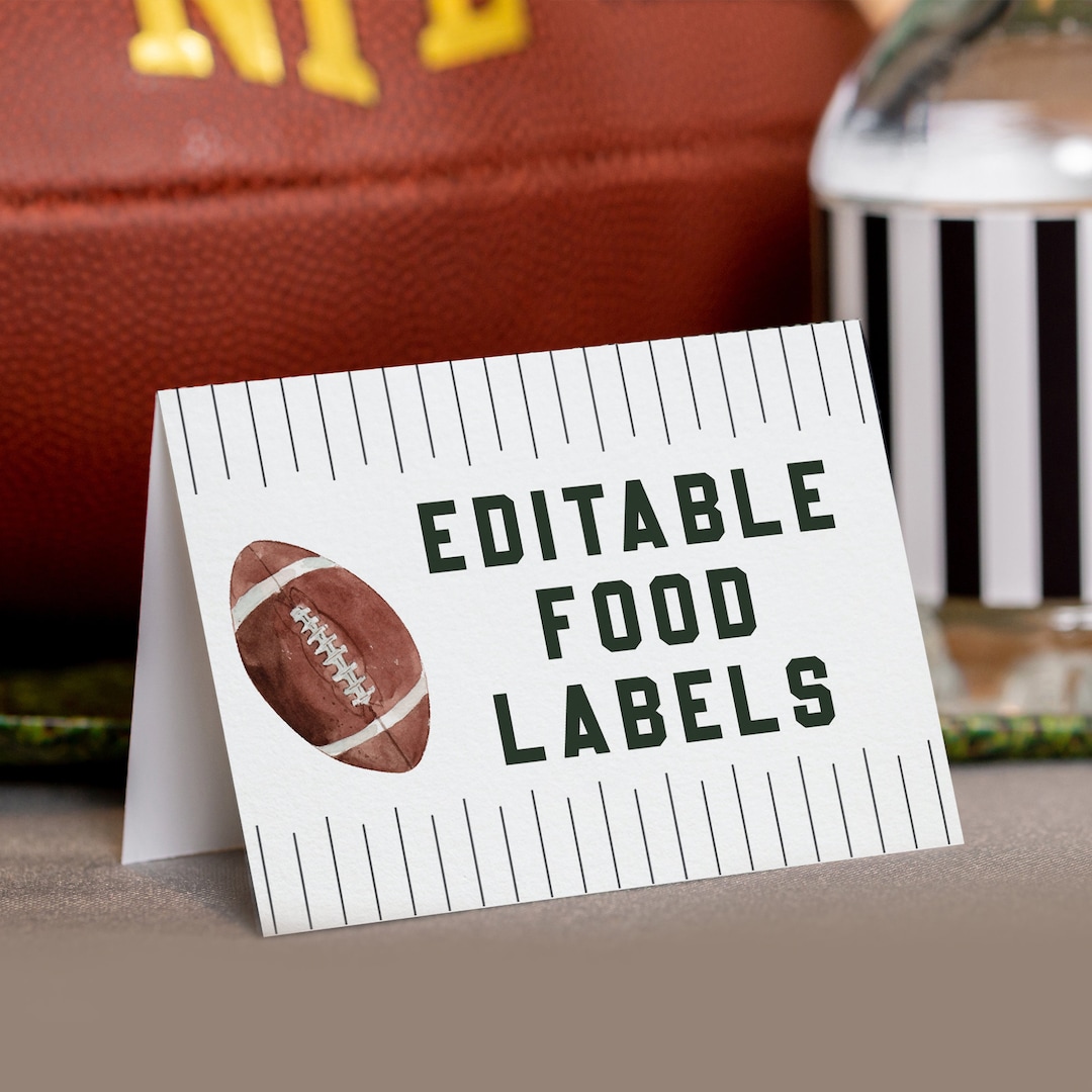 Editable Football Food Labels Printable Football Food Tent Football ...