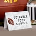 Editable Football Food Labels Printable Football Food Tent Football ...
