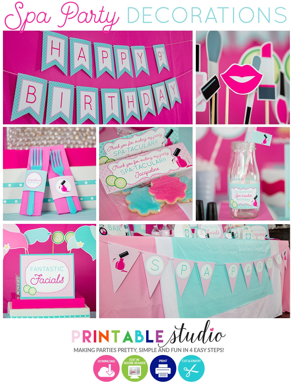 Spa Party Decorations Instant Download Spa Birthday Party - Etsy Canada