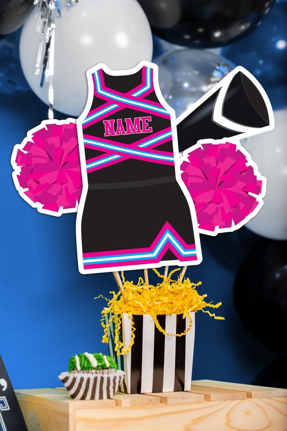 Cheerleading Centerpieces in Black Pink Printable Cheer Centerpieces ...