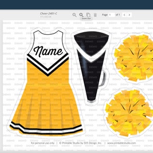 Cheerleading Centerpieces in Yellow Black Printable Cheer Centerpieces ...