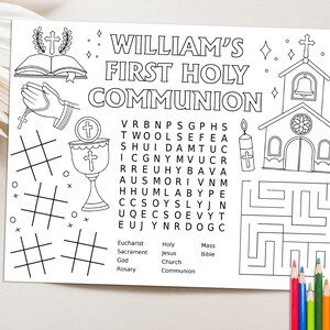 1st Communion Coloring Placemat, Activity Page (digital File) - Etsy