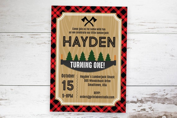 Lumberjack Party Invitation Lumber Jack Birthday Party - INSTANT ...