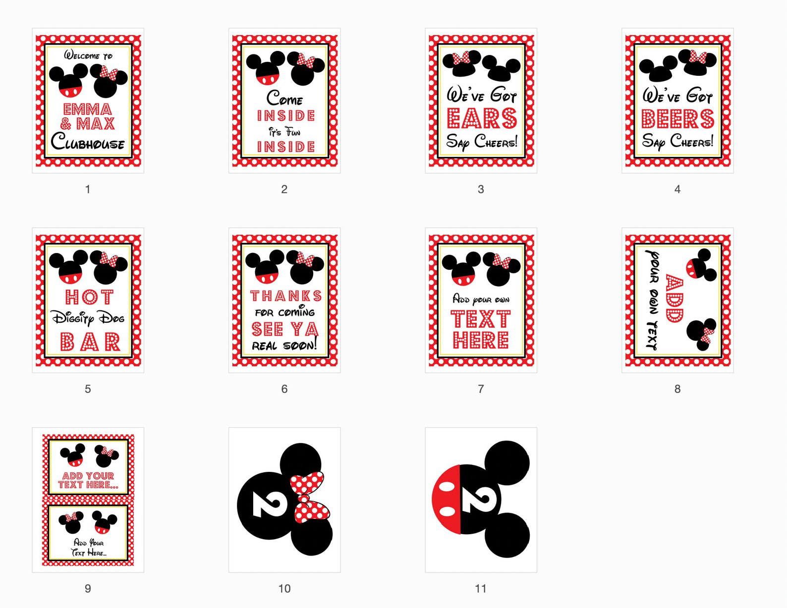 Mickey and Minnie Mouse Party Signs Instant Download Mickey - Etsy