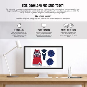 Cheerleading Centerpieces in Red Navy Printable Cheer Centerpieces Red ...