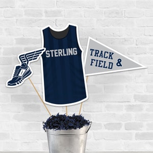Track Banquet Centerpieces in Navy Silver Printable Track & Field ...