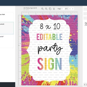 Art Party Sign - Printable Signs for Art Birthday Party - Painting ...