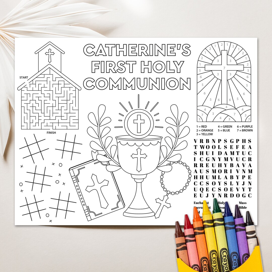 Editable Communion Placemat, First Communion Coloring Page, Communion ...