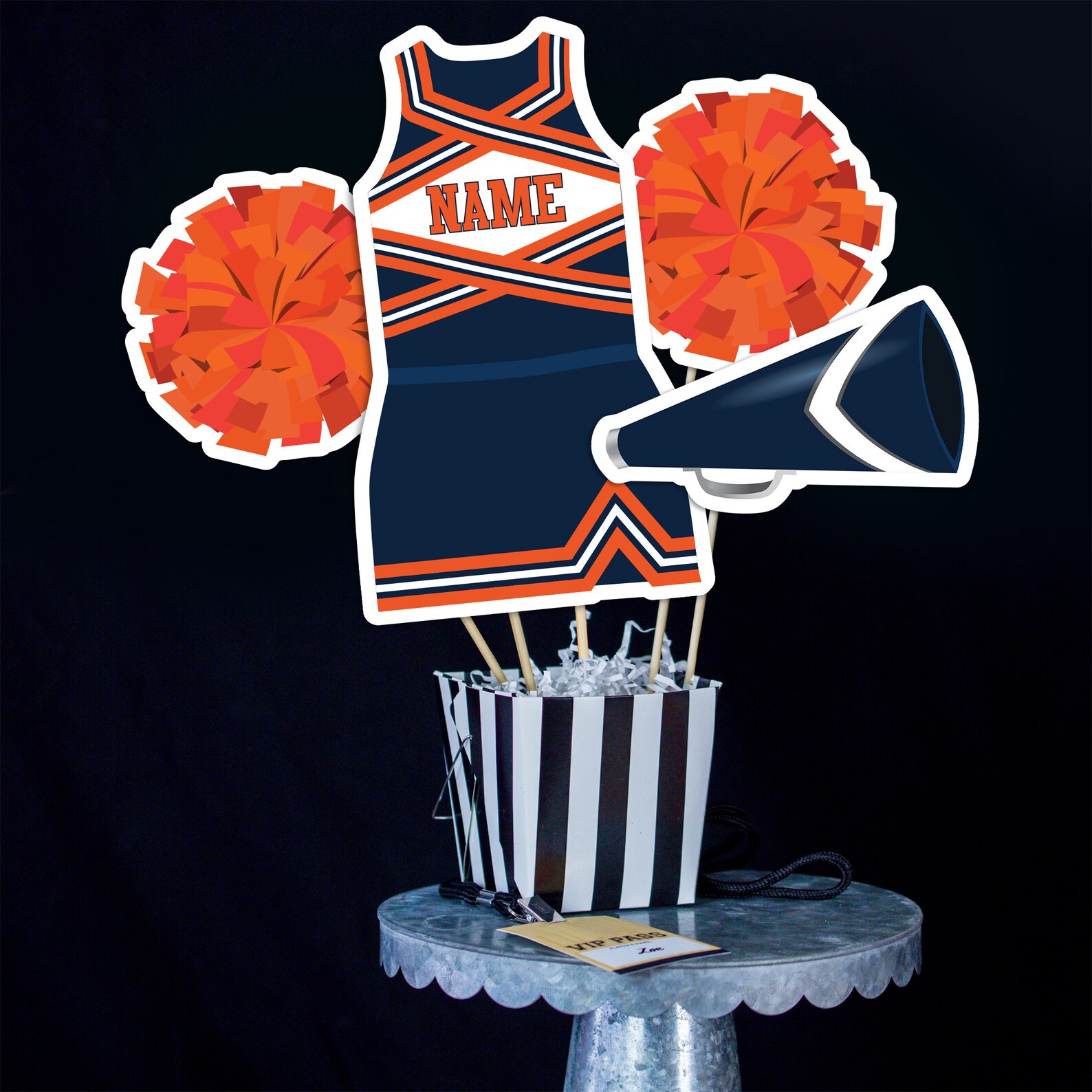 Cheerleading Centerpieces in Navy Orange Printable Cheer Centerpieces ...
