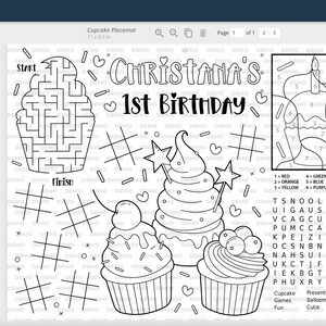 Editable Cupcake Birthday Coloring Page, Cupcake Cutie Coloring Page ...