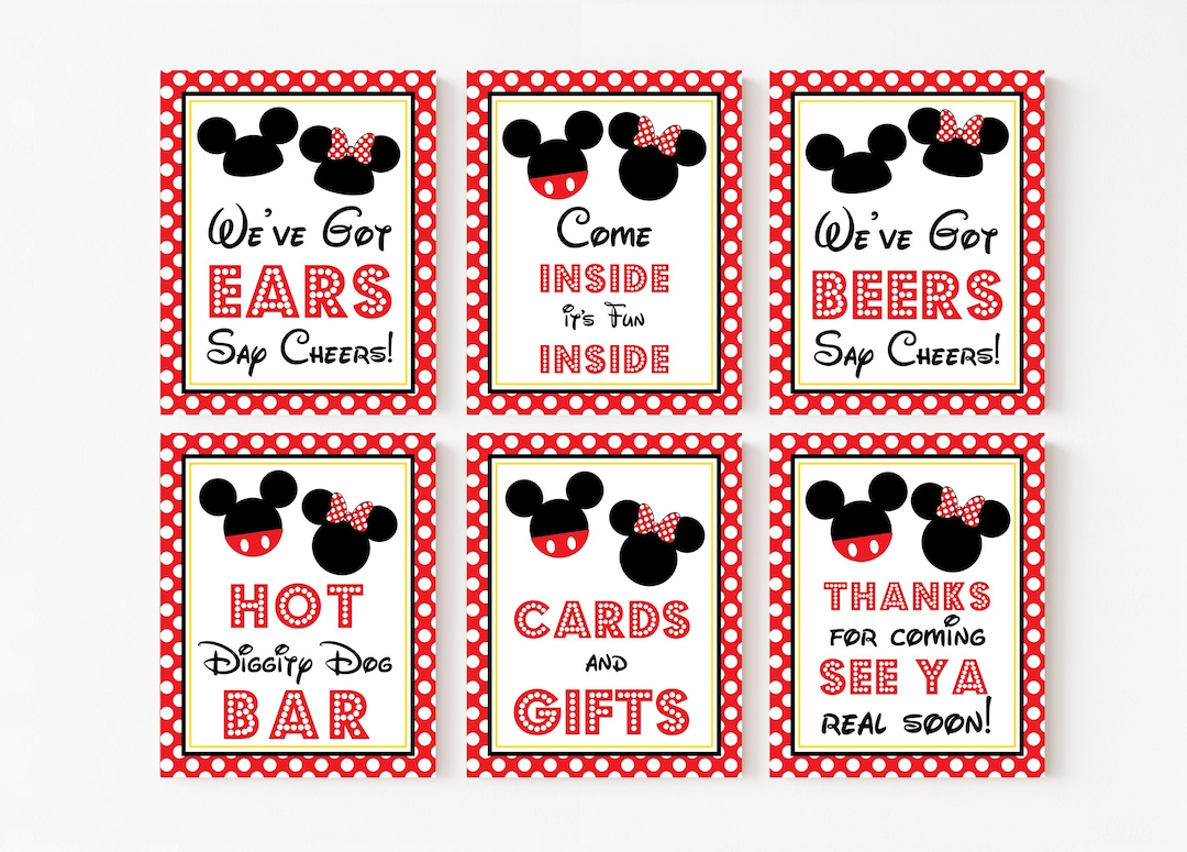 Mickey and Minnie Mouse Party Signs - Instant Download Mickey Minnie ...