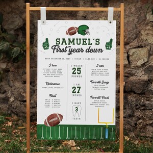 Football Milestone Poster, Football Birthday Stats Board, Babies First ...