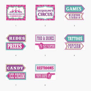 Carnival Party Signs Instant Download Carnival Birthday Party Signs ...
