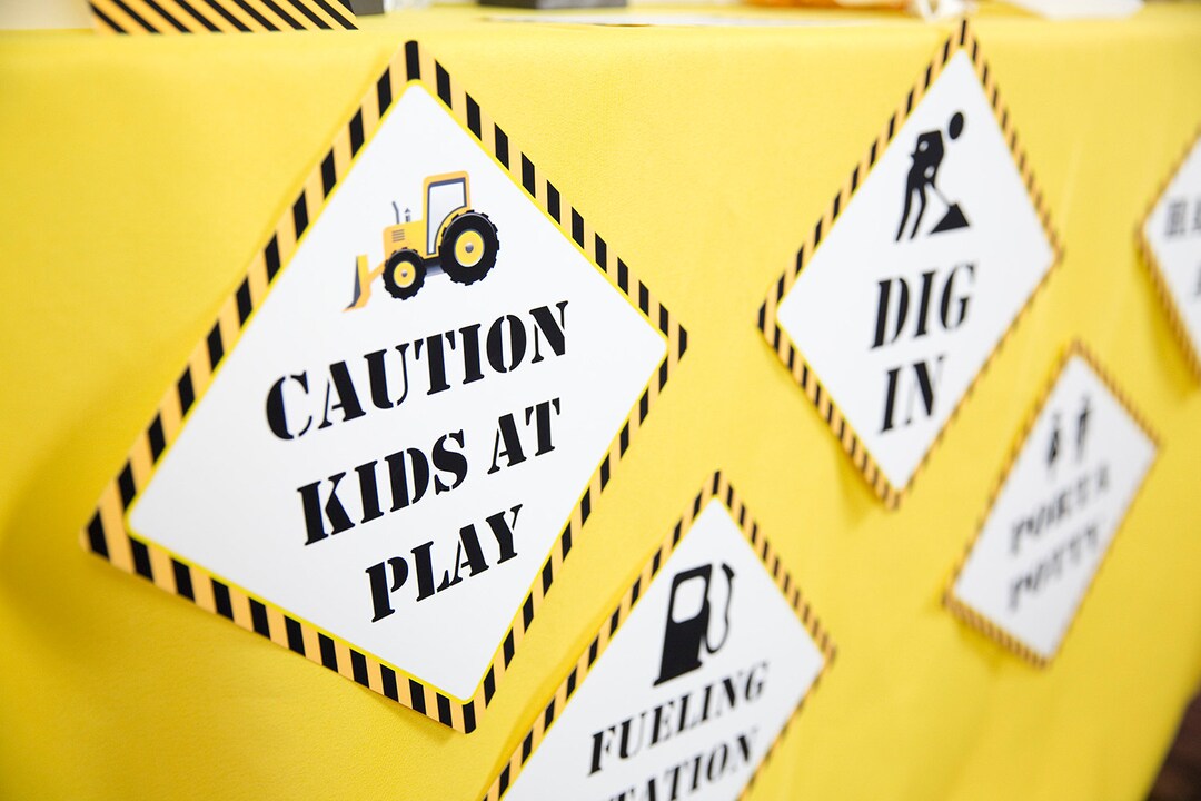 Construction Party Signs - Instant Download - Dump Truck - Builder ...