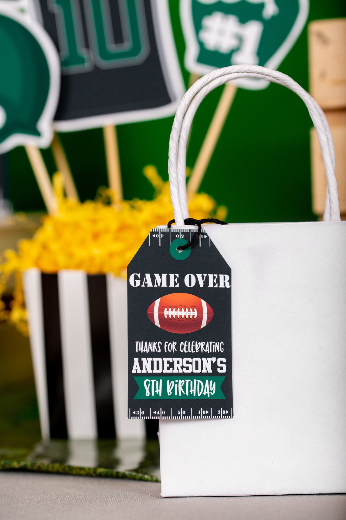Football Favor Tags in Green Printable Football Birthday - Etsy