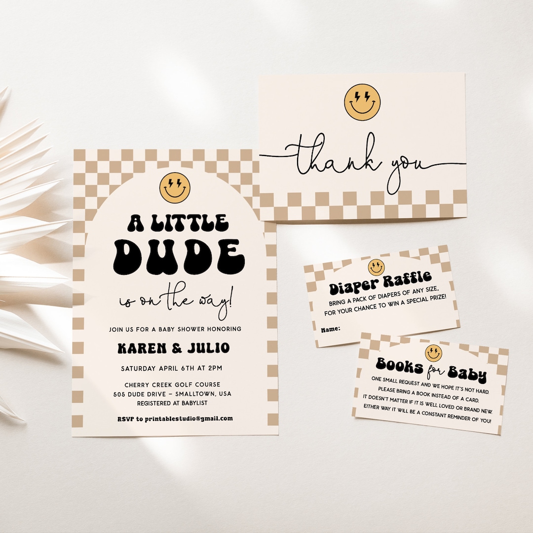Little Dude Baby Shower Invitation Bundle, Little Dude is on the Way ...