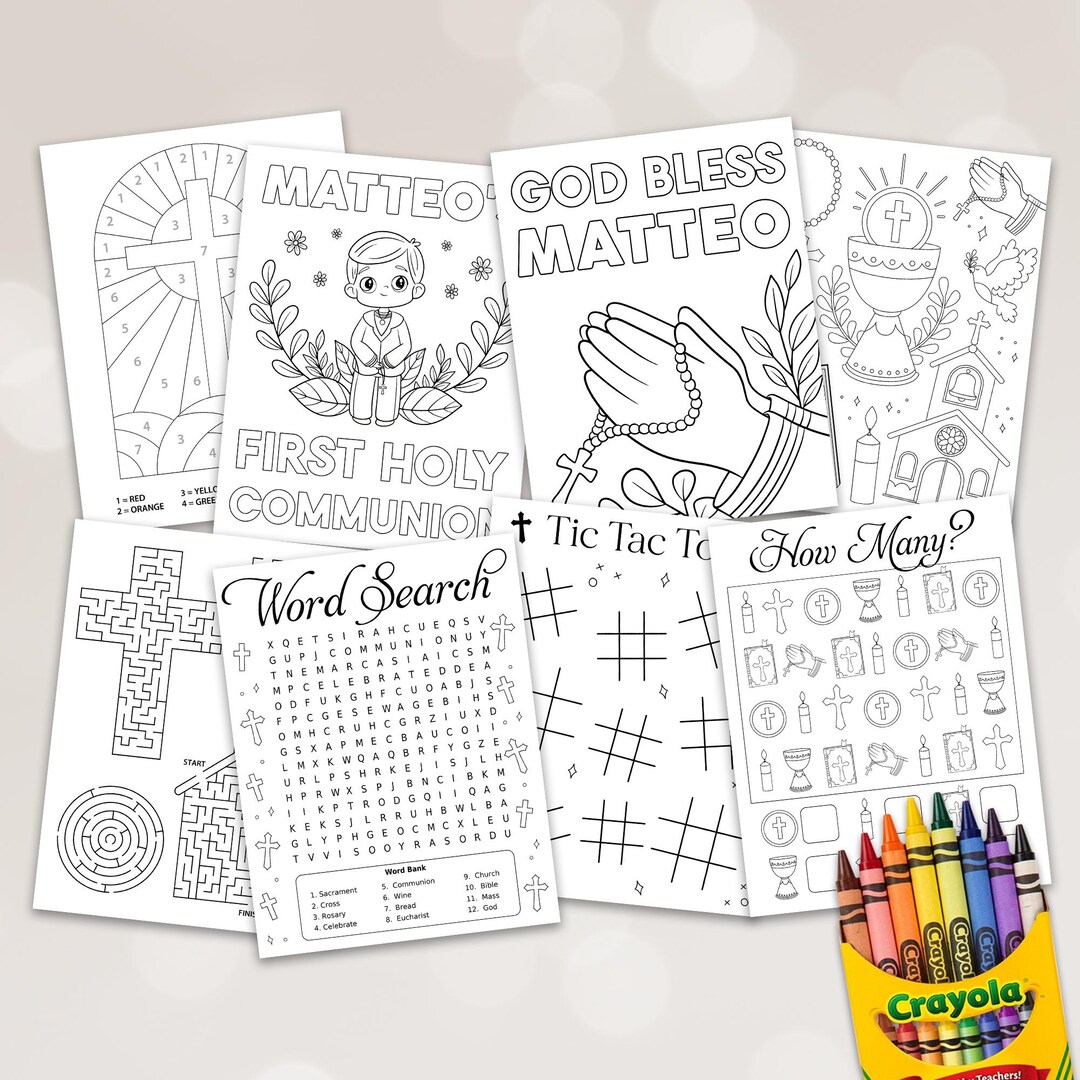 First Communion Boys Coloring Pages Printable First Communion Activity ...