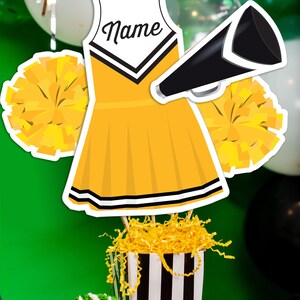 Cheerleading Centerpieces in Yellow Black Printable Cheer Centerpieces ...