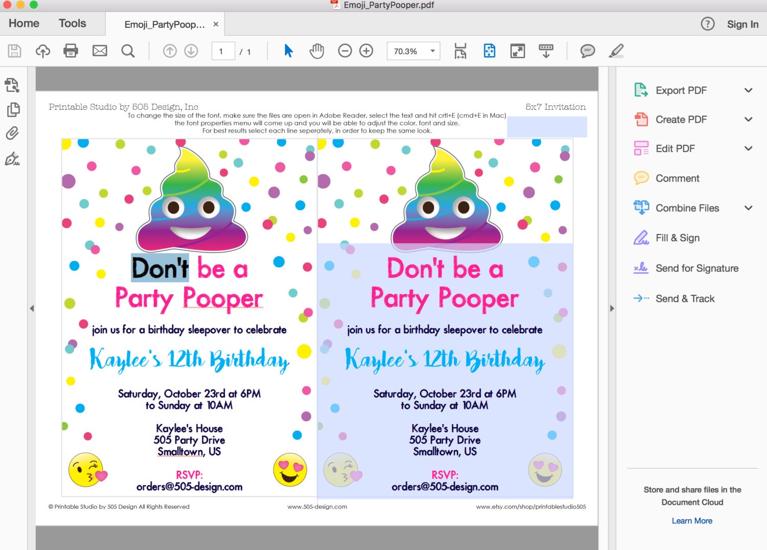 Emoji Party Pooper Invitation INSTANT DOWNLOAD Printable - Etsy Canada