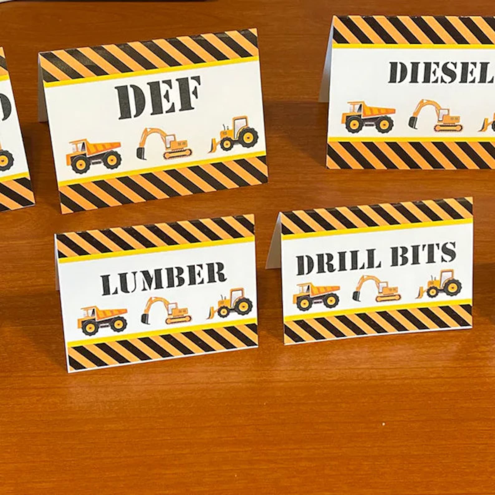 Construction Party Food Labels Printable Construction Food Tent ...