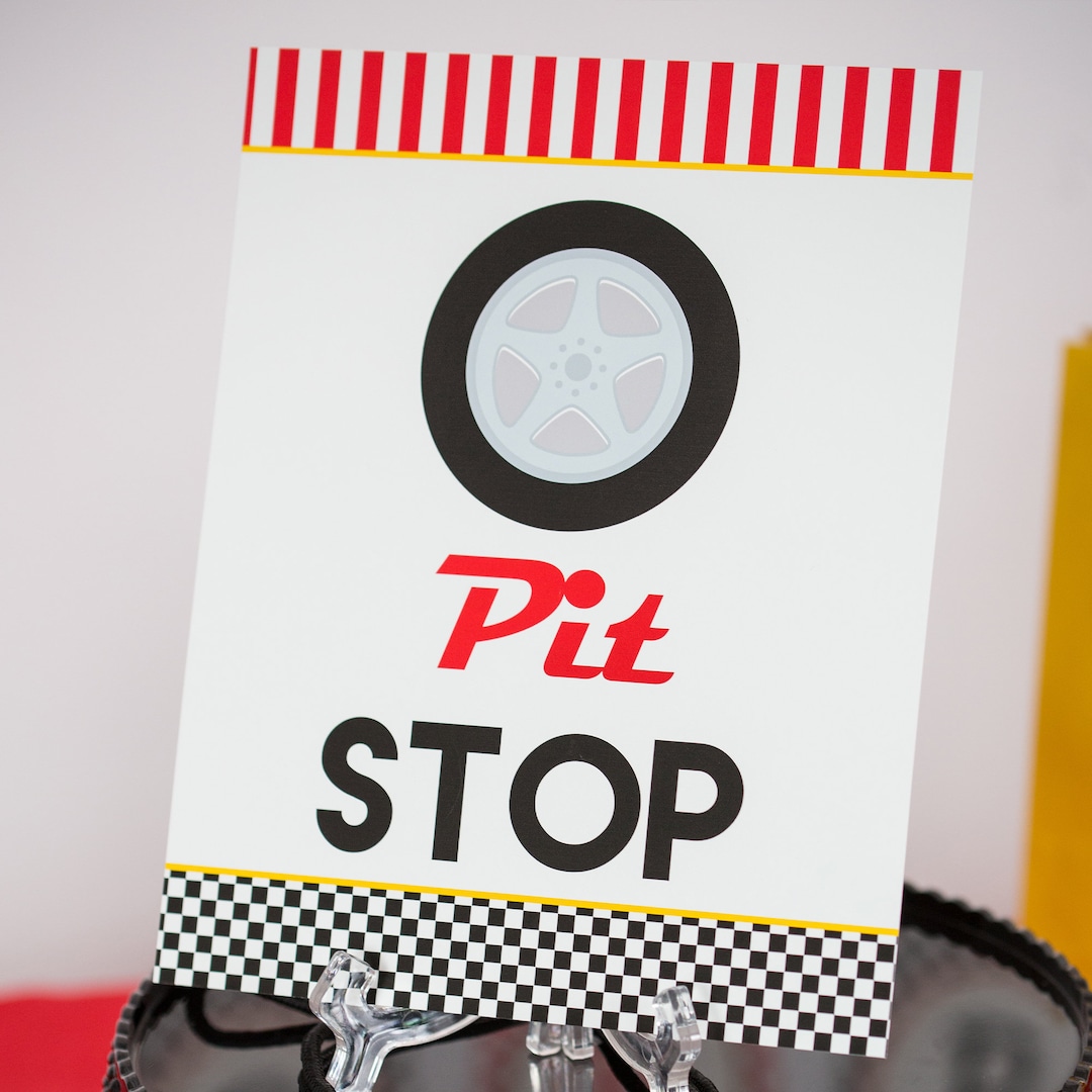Pit Stop Sign - Instant Download Race Car Party Pit Stop Sign Red Race ...