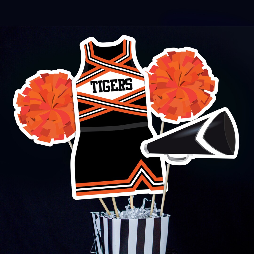 Cheerleading Centerpieces in Black Orange Printable Cheer Centerpieces ...