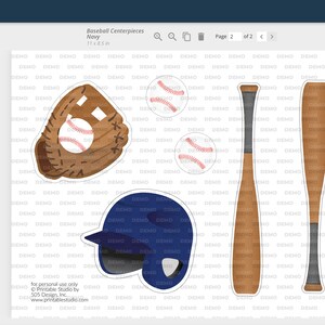 Baseball Centerpieces in Blue White Printable Baseball Table ...